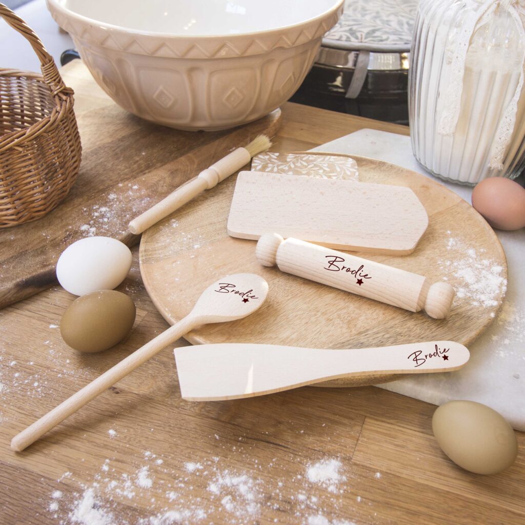 Personalised Childrens Baking Set With Hearts Or Stars | The Laser Boutique